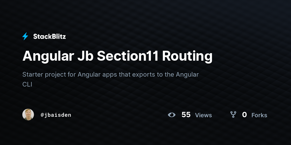Angular Jb Section11 Routing Stackblitz
