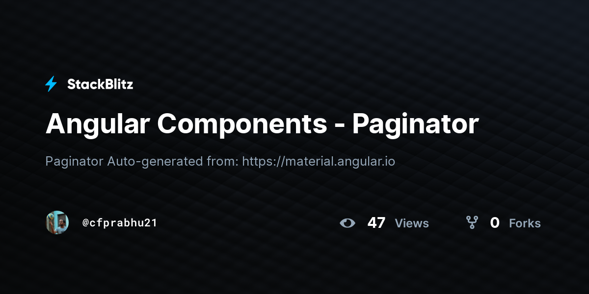 Angular Components - Paginator - StackBlitz