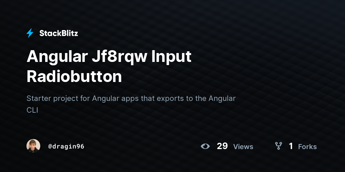 Angular Jf8rqw Input Radiobutton - StackBlitz