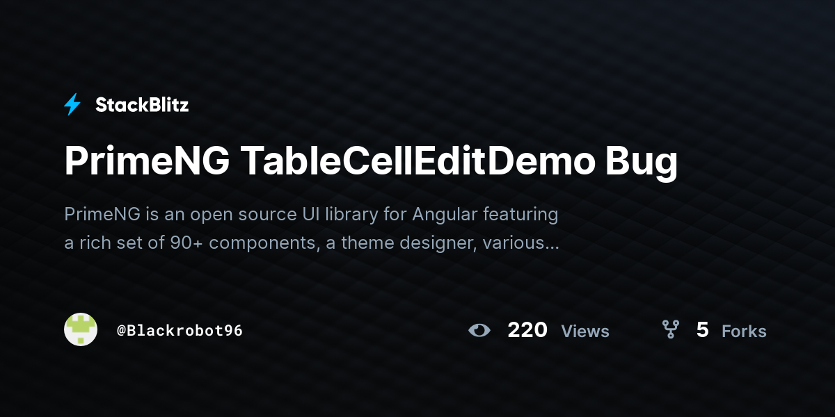 PrimeNG TableCellEditDemo Bug - StackBlitz