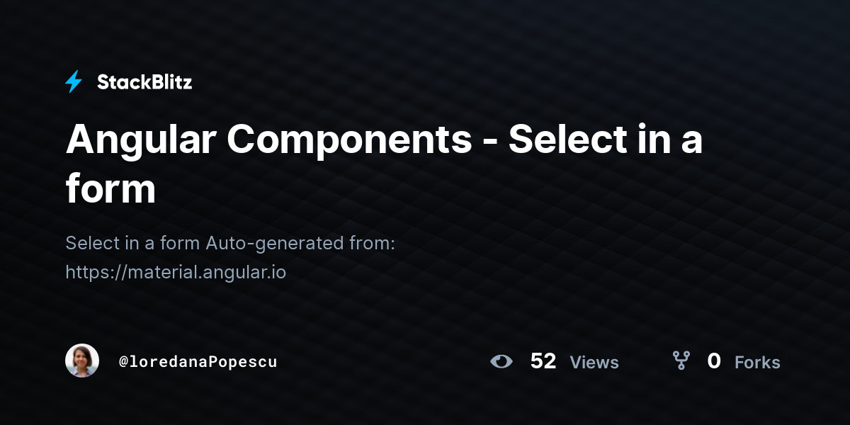 Angular Components - Select in a form - StackBlitz