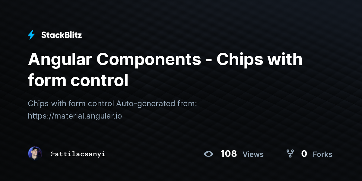 Angular Components - Chips with form control - StackBlitz