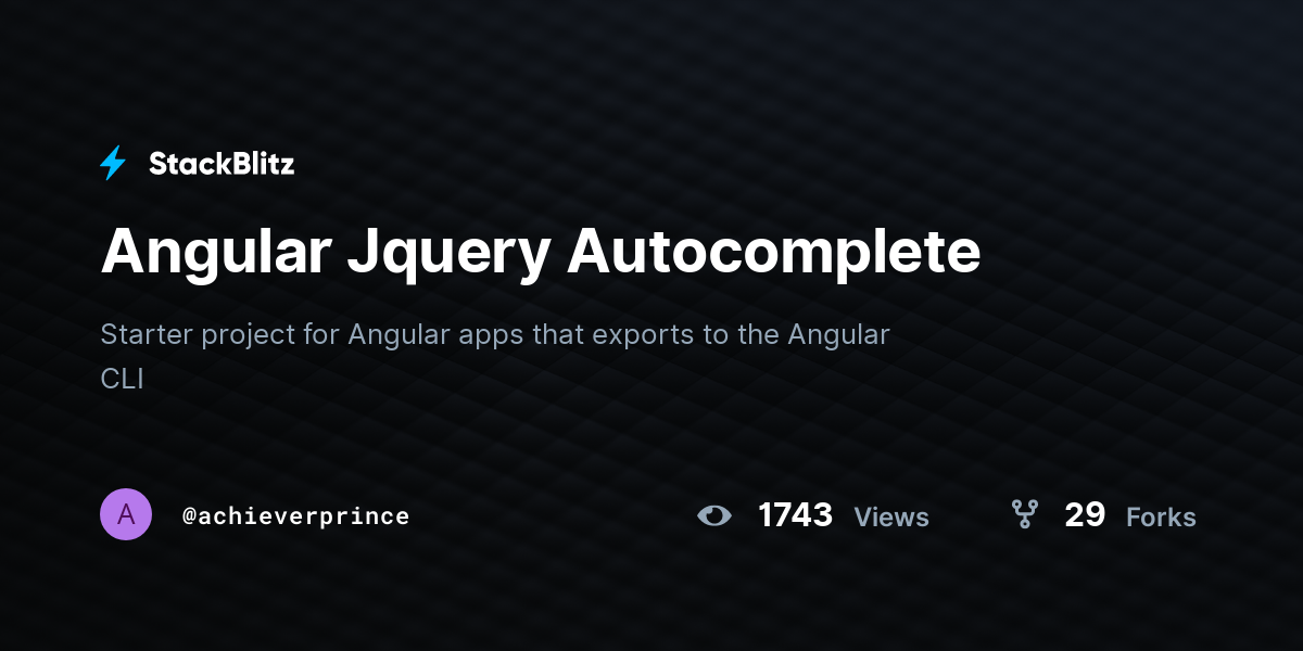 Angular Jquery Autocomplete - StackBlitz