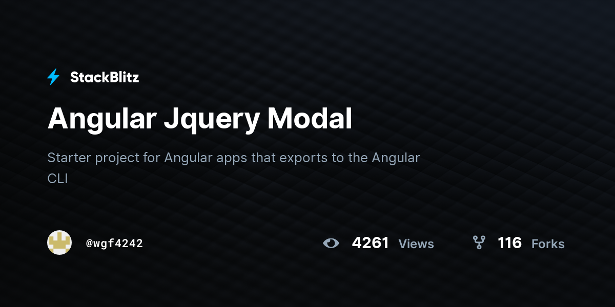 Angular Jquery Modal - StackBlitz