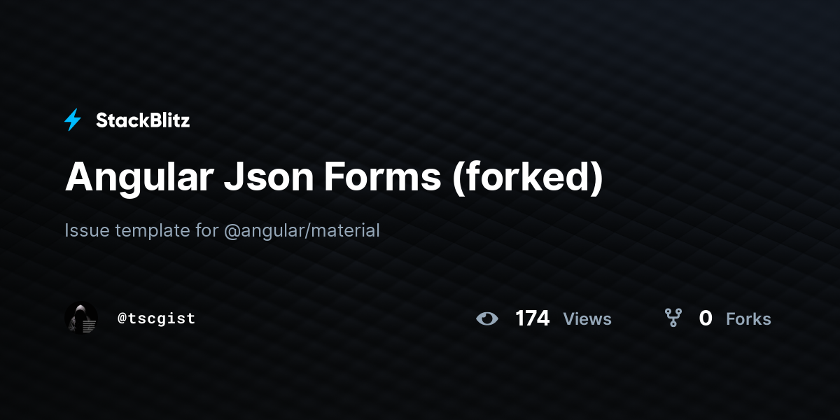Angular Json Forms (forked) - StackBlitz Angular Json Forms (forked) - StackBlitz