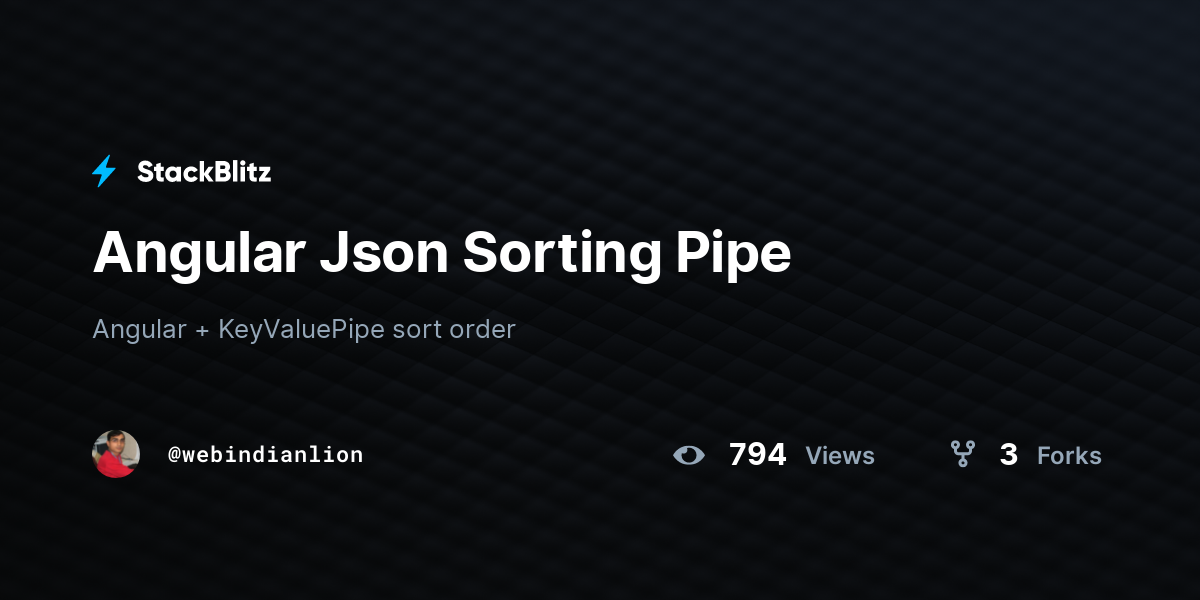 Angular Json Sorting Pipe - StackBlitz