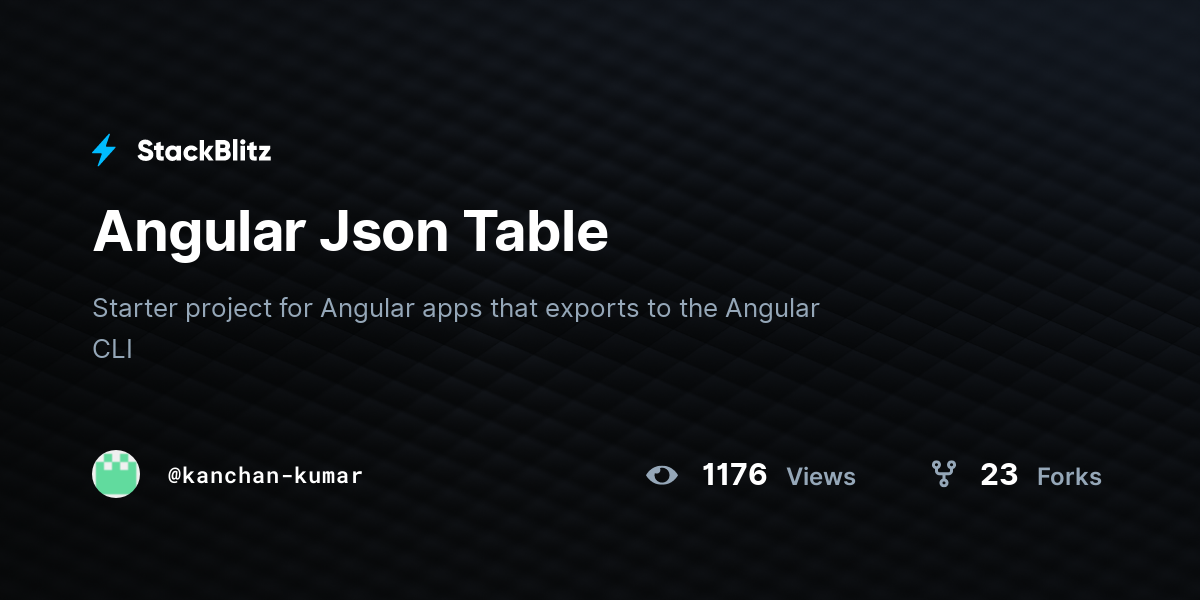 Angular Json Table - StackBlitz