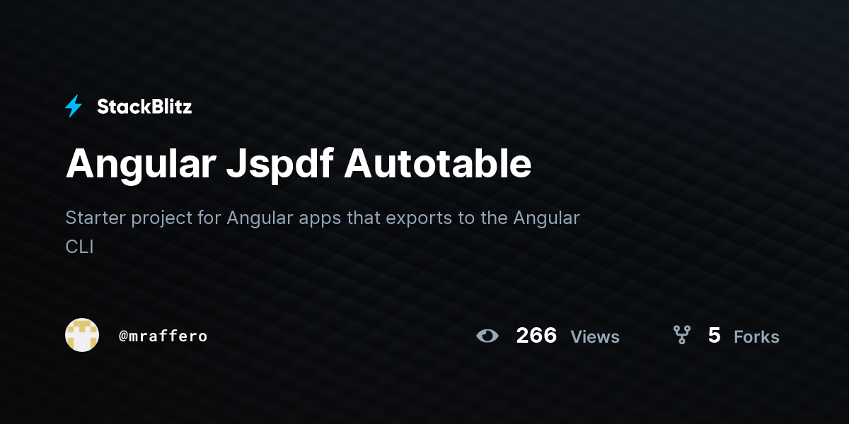 Angular Jspdf Autotable - StackBlitz
