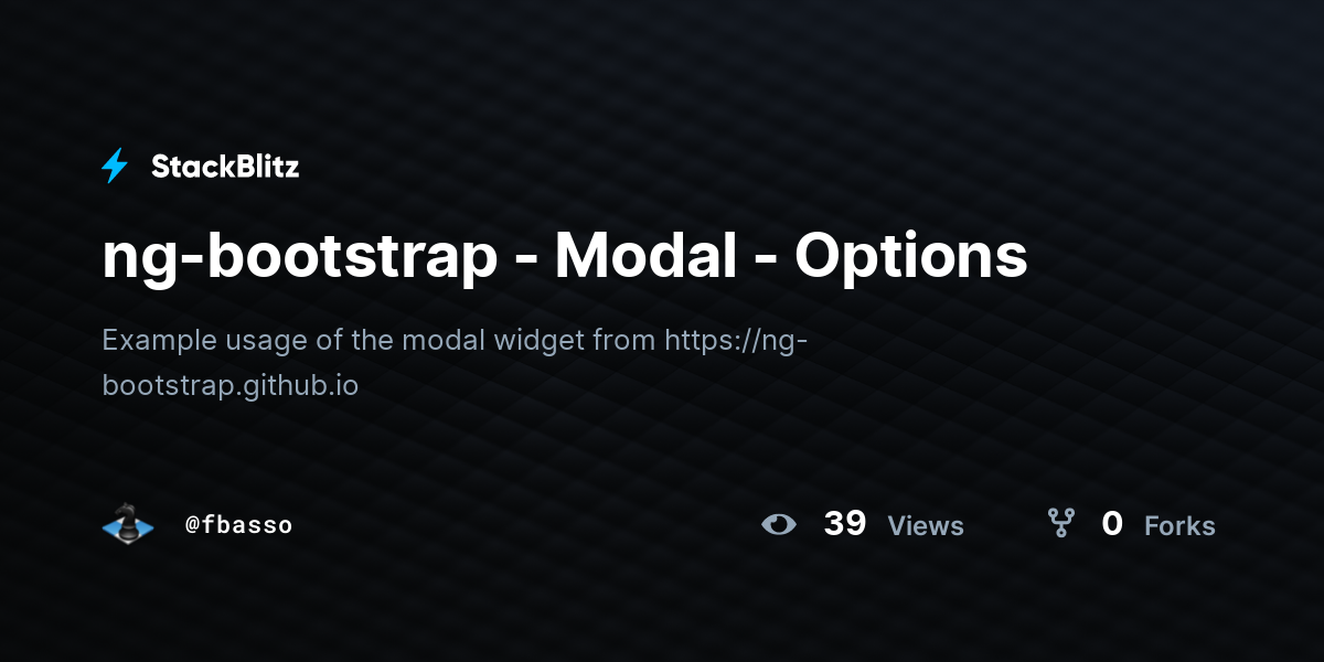 ng-bootstrap - Modal - Options - StackBlitz