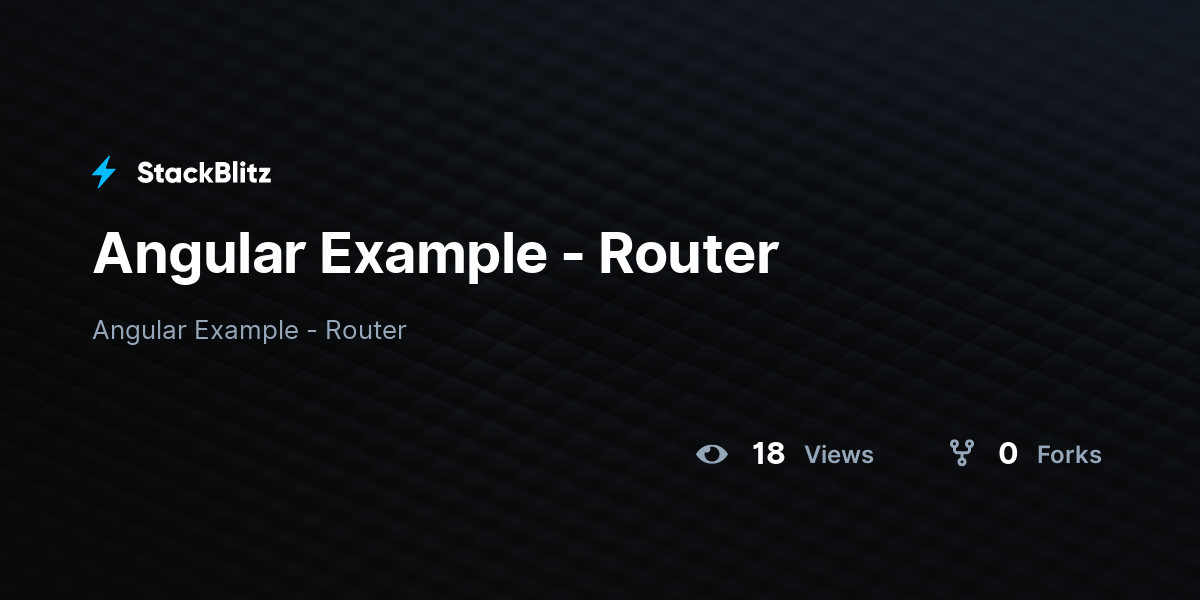 Angular Example - Router - StackBlitz