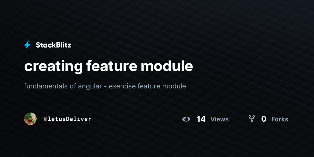 Creating Feature Module Stackblitz