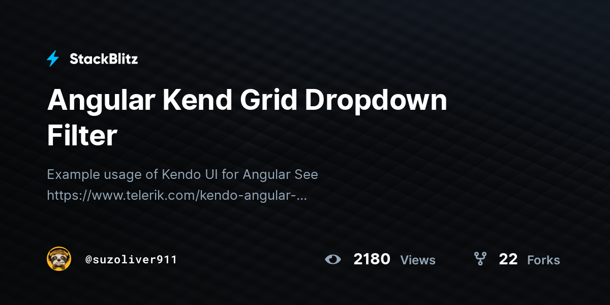 Angular Kend Grid Dropdown Filter - StackBlitz
