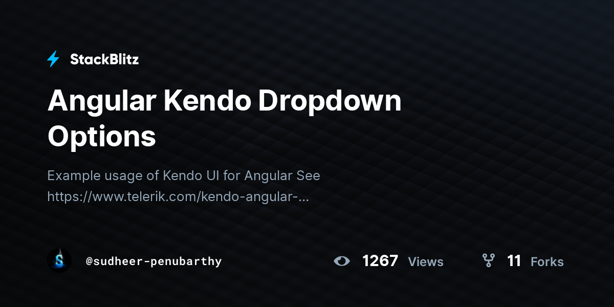 Angular Kendo Dropdown Options - StackBlitz Angular Kendo Dropdown Options - StackBlitz
