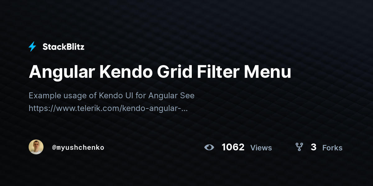 Angular Kendo Grid Filter Menu - StackBlitz