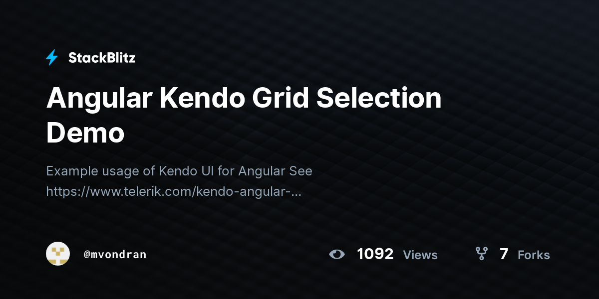 Angular Kendo Grid Selection Demo - StackBlitz