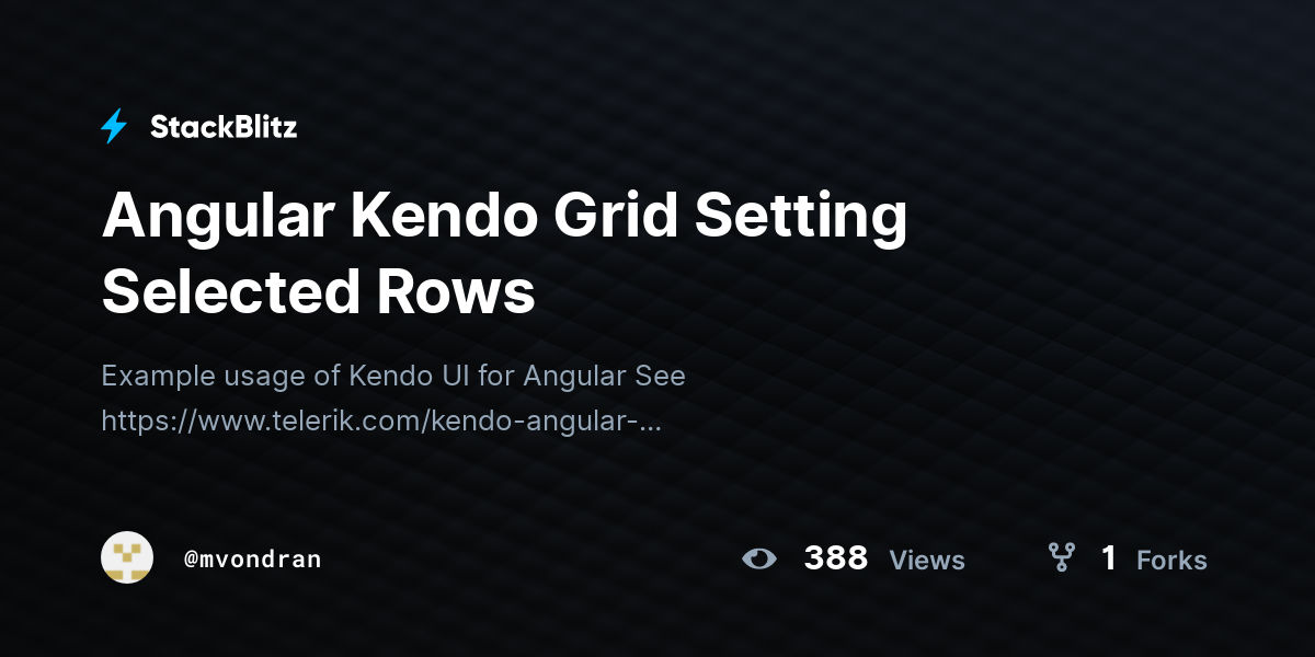 Angular Kendo Grid Setting Selected Rows - StackBlitz