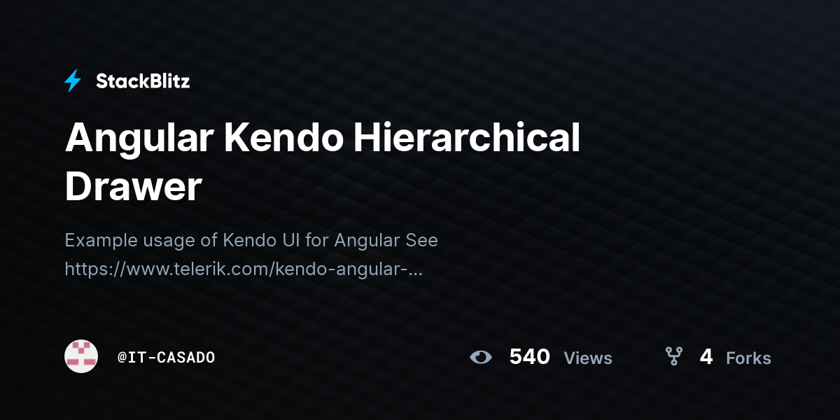Angular Kendo Hierarchical Drawer - StackBlitz Angular Kendo Hierarchical Drawer - StackBlitz