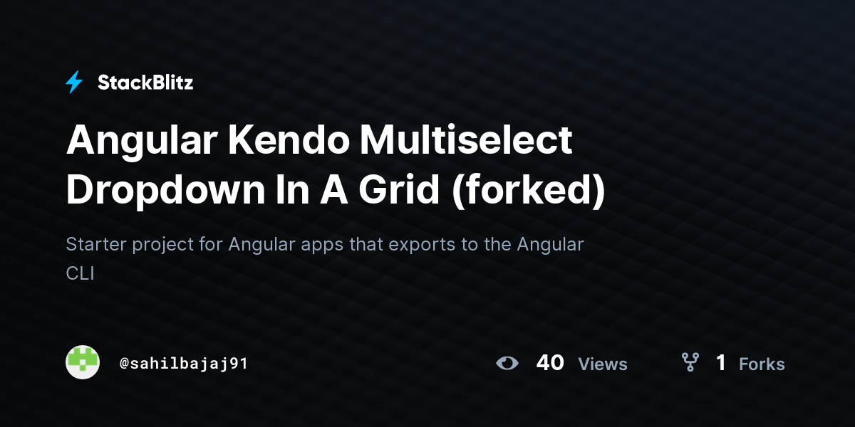 Angular Kendo Multiselect Dropdown In A Grid (forked) - StackBlitz Angular Kendo Multiselect Dropdown In A Grid (forked) - StackBlitz