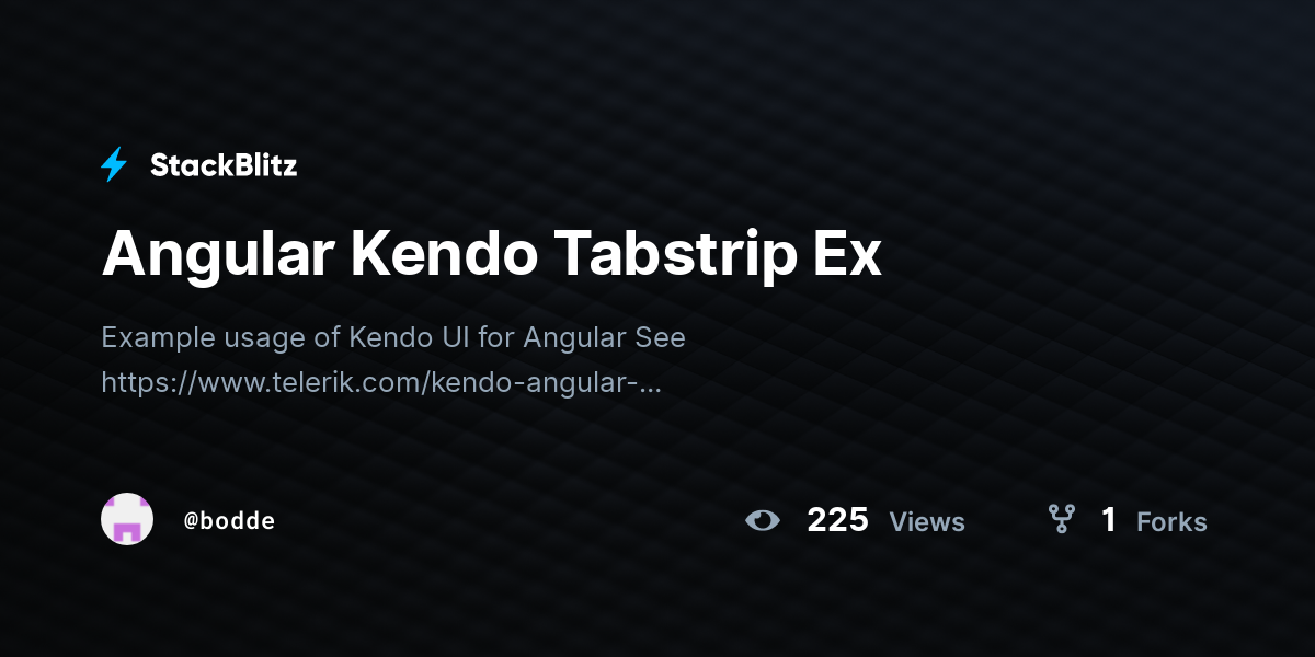 Angular Kendo Tabstrip Ex - StackBlitz