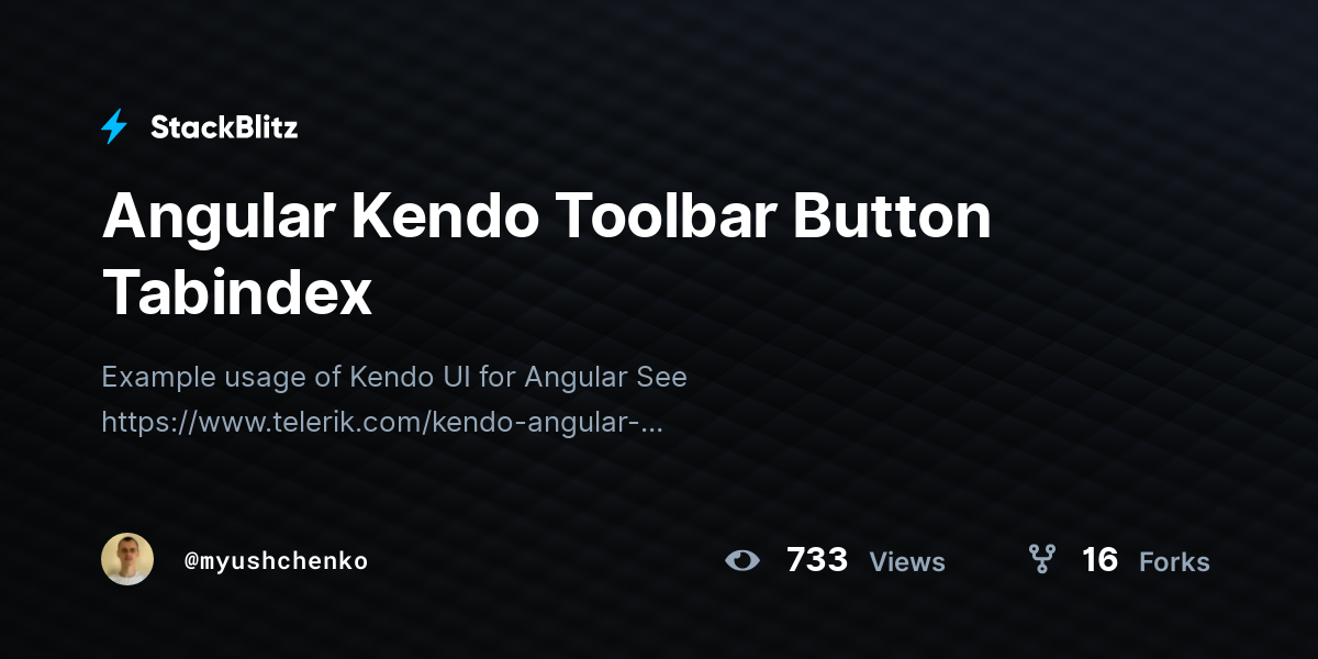 Angular Kendo Toolbar Button Tabindex - StackBlitz