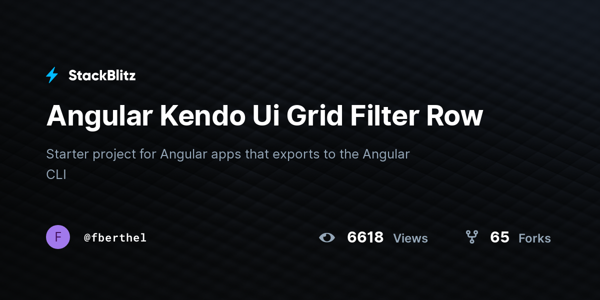 Angular Kendo Ui Grid Filter Row - StackBlitz
