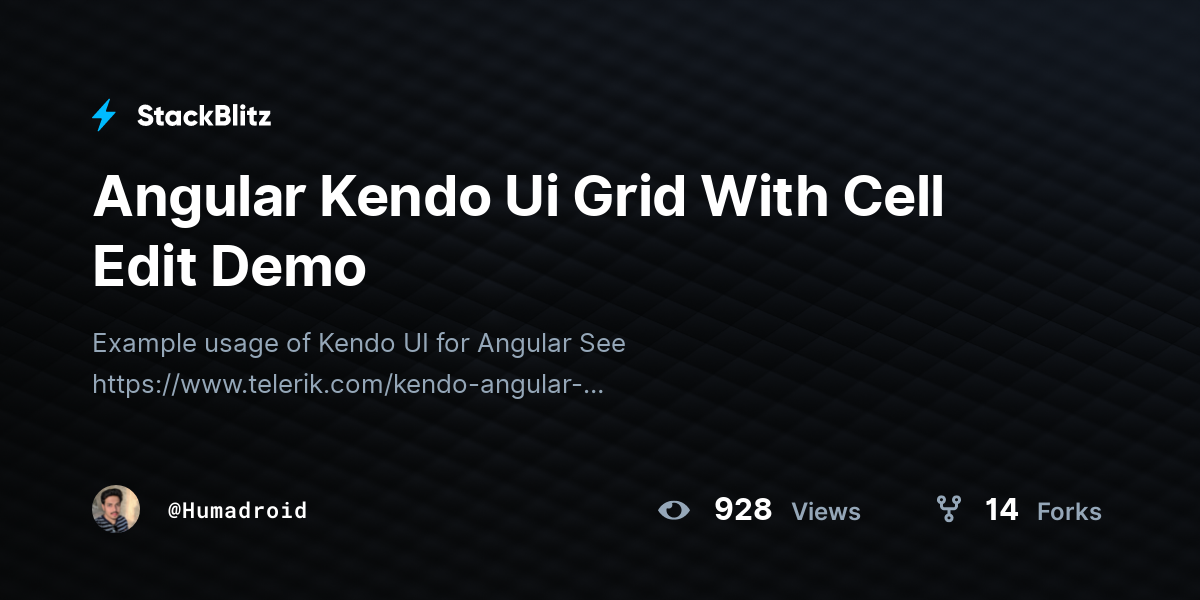 Angular Kendo Ui Grid With Cell Edit Demo - StackBlitz