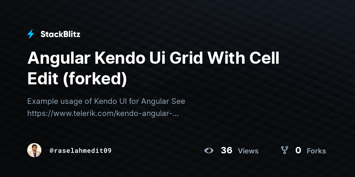 Angular Kendo Ui Grid With Cell Edit (forked) - StackBlitz