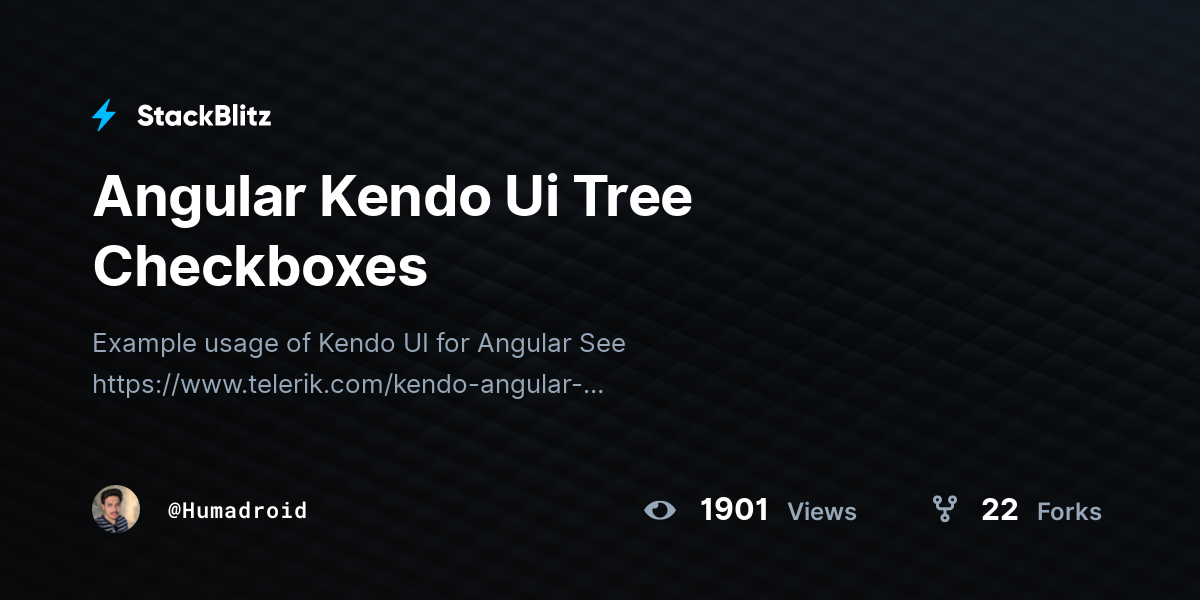 Angular Kendo Ui Tree Checkboxes - StackBlitz Angular Kendo Ui Tree Checkboxes - StackBlitz