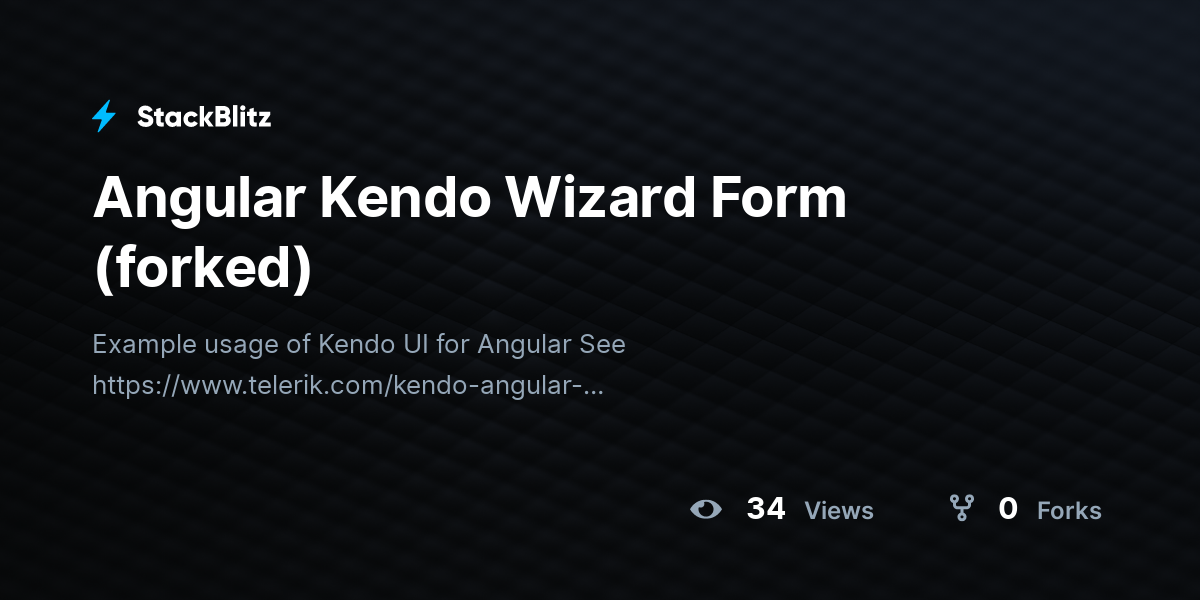 Angular Kendo Wizard Form (forked) - StackBlitz