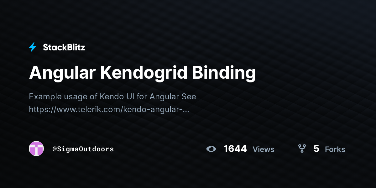 Angular Kendogrid Binding - StackBlitz Angular Kendogrid Binding - StackBlitz