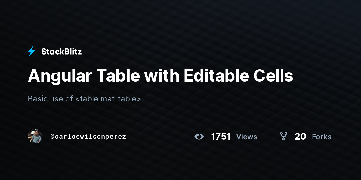 Angular Table with Editable Cells - StackBlitz