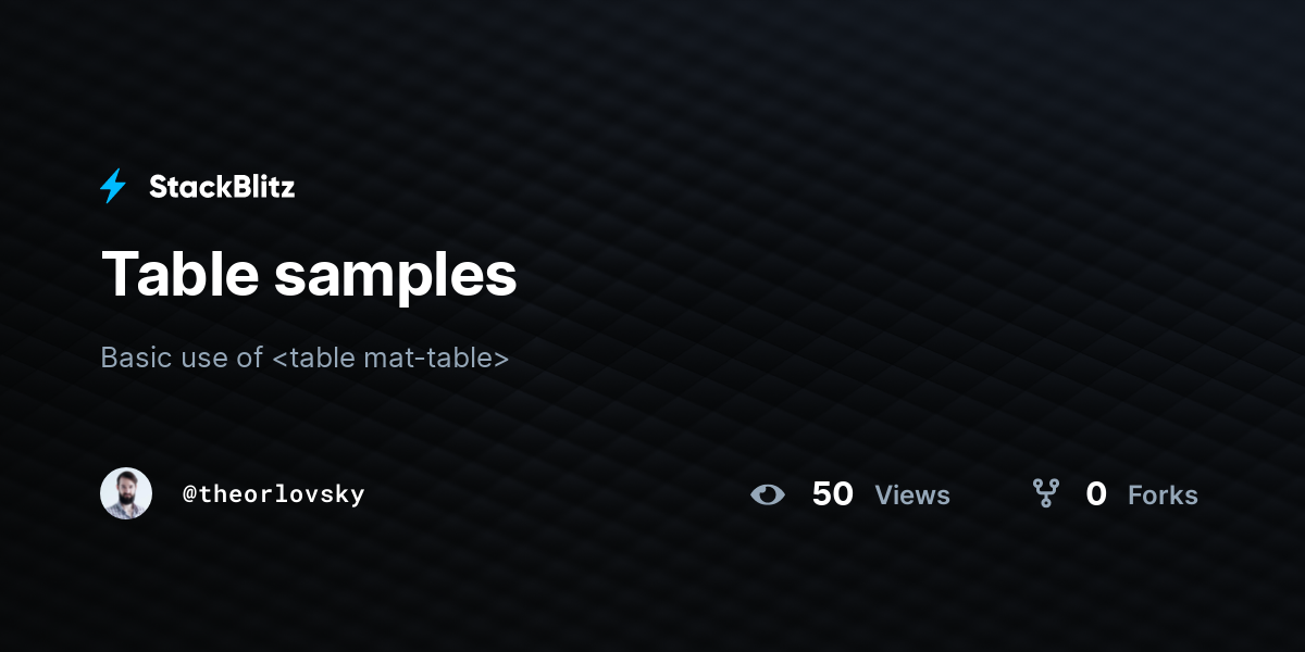 Table samples - StackBlitz