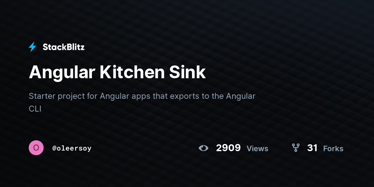 Angular Kitchen Sink - StackBlitz