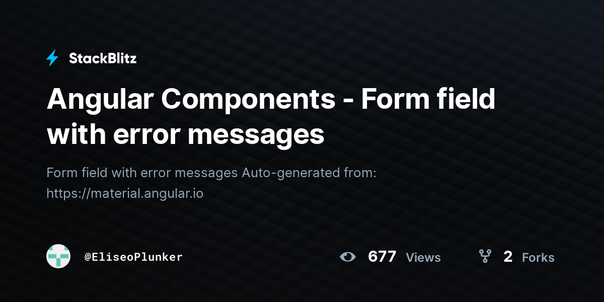 Angular Components - Form field with error messages - StackBlitz