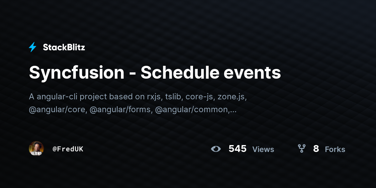 Syncfusion - Schedule events - StackBlitz