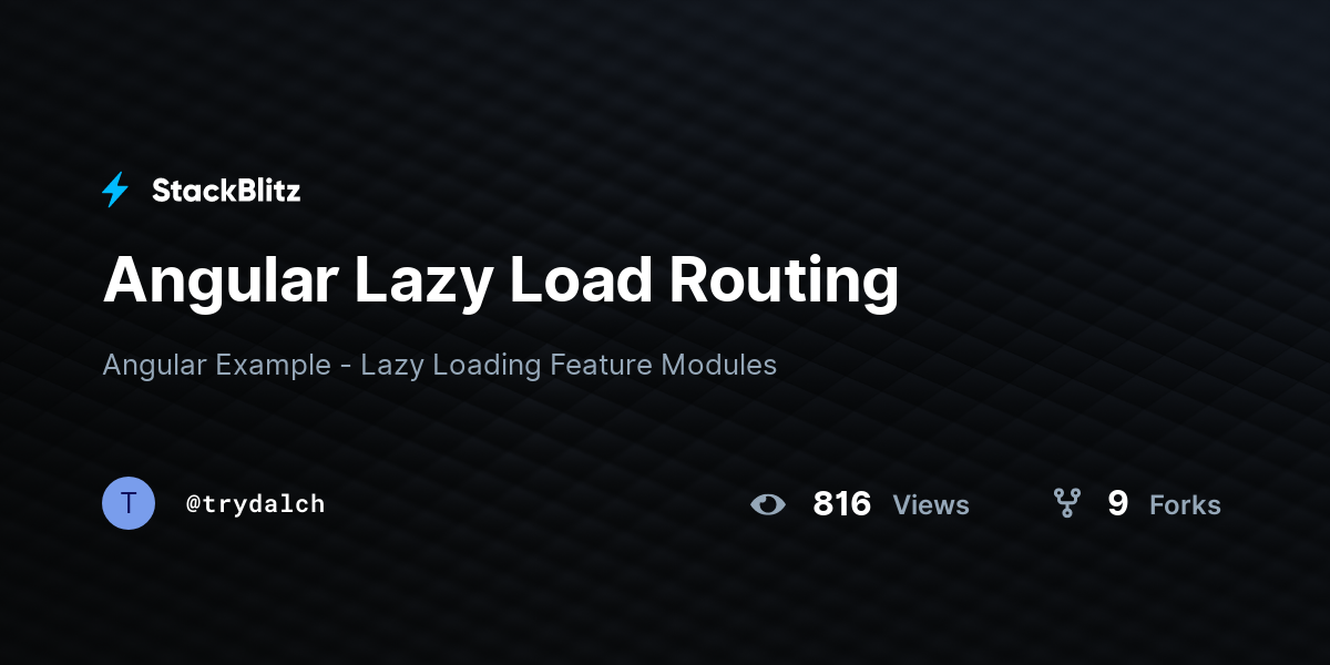 Angular Lazy Load Routing - StackBlitz
