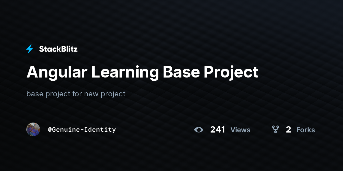 Angular Learning Base Project - StackBlitz