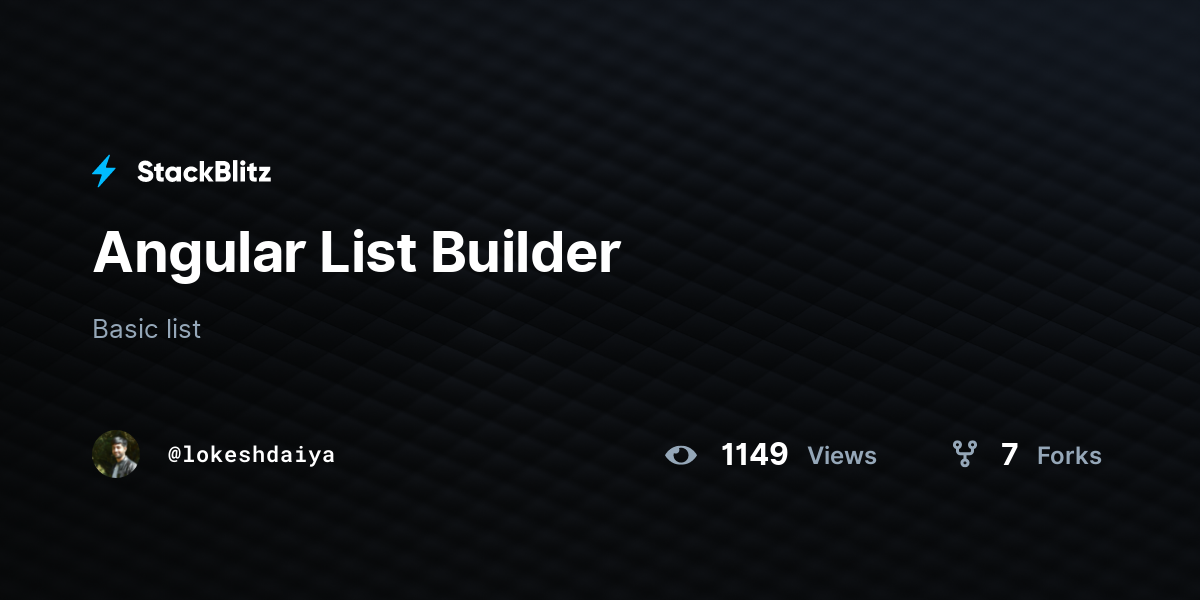 Angular List Builder - StackBlitz
