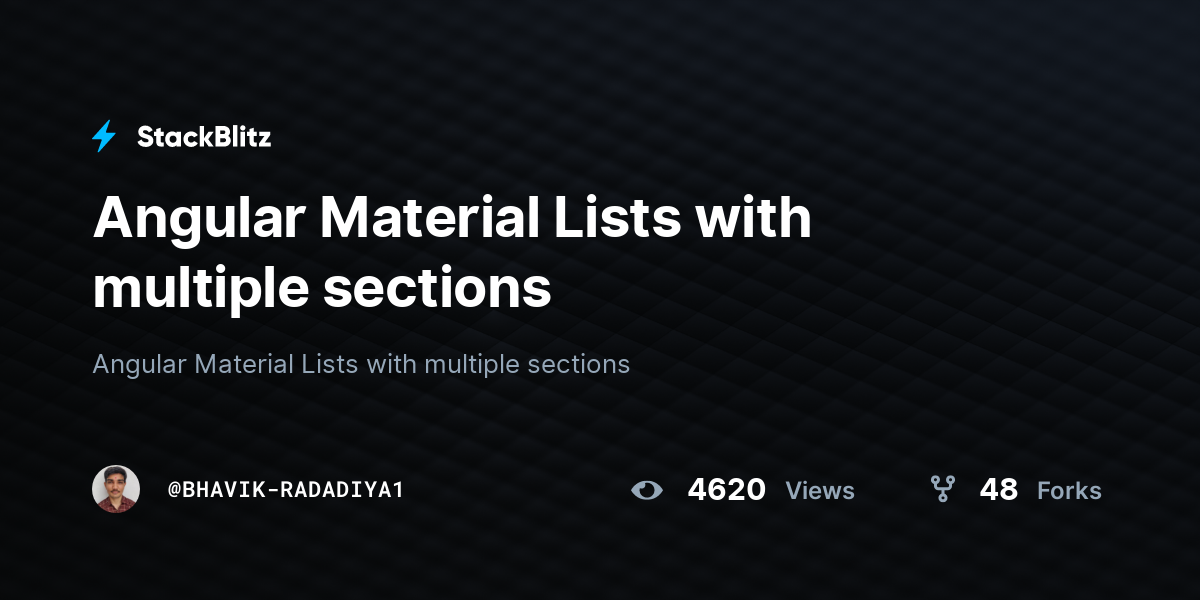 Angular Material Lists With Multiple Sections StackBlitz