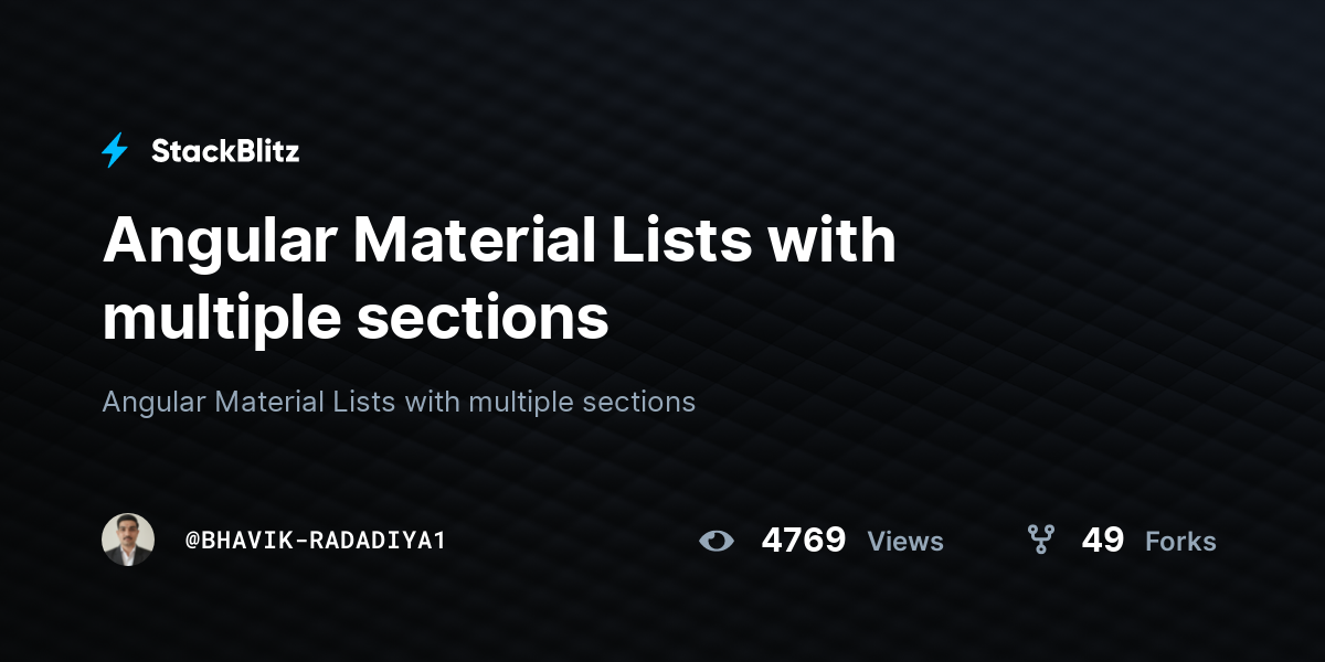 Angular Material Lists with multiple sections - StackBlitz