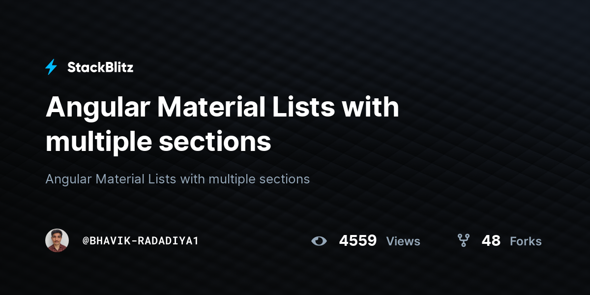 Angular Material Lists With Multiple Sections Stackblitz 