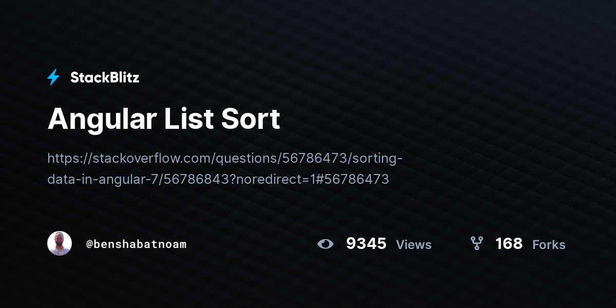 Angular List Sort Stackblitz