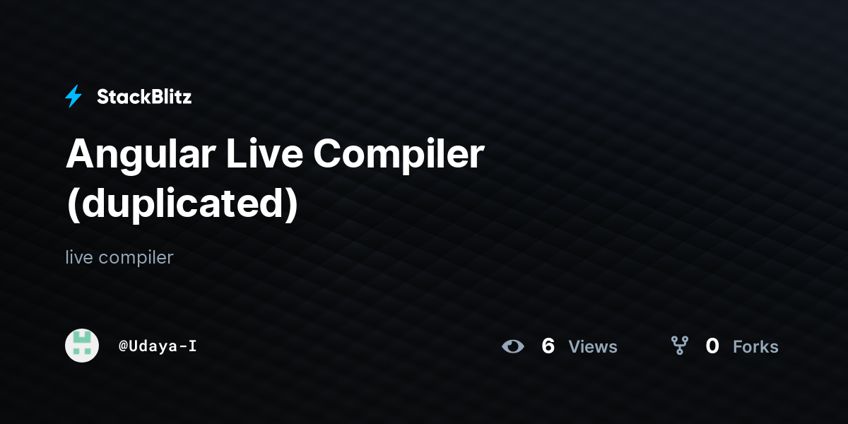 Angular Live Compiler Duplicated Stackblitz