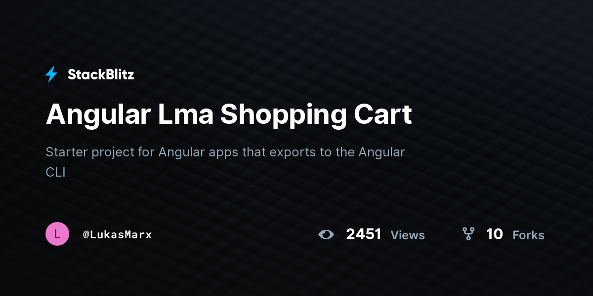 Angular Lma Shopping Cart - StackBlitz