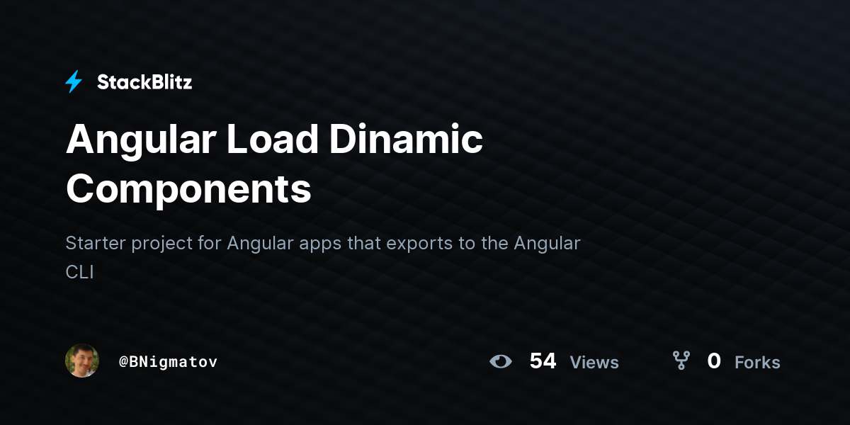 Angular Load Dinamic Components - StackBlitz