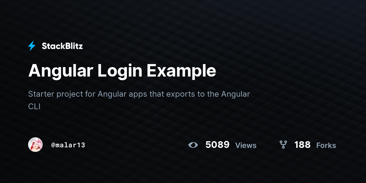 Angular Login Example - StackBlitz