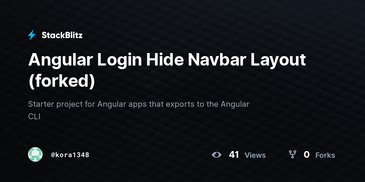 Angular Login Hide Navbar Layout (forked) - StackBlitz Angular Login Hide Navbar Layout (forked) - StackBlitz
