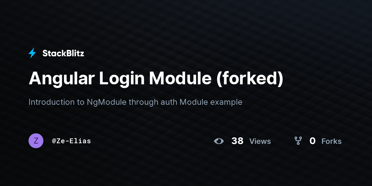 Angular Login Module (forked) - StackBlitz