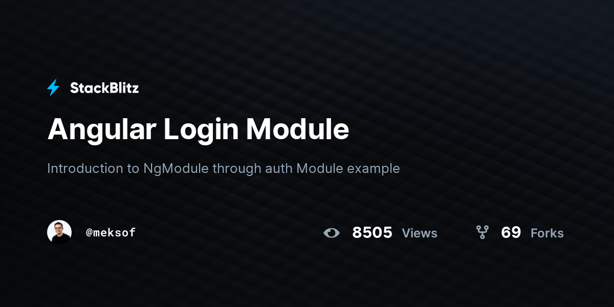 Angular Login Module - StackBlitz