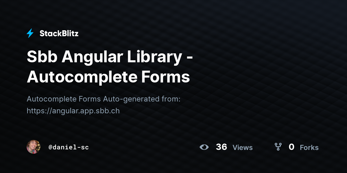 Sbb Angular Library - Autocomplete Forms - StackBlitz